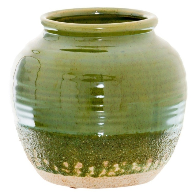 Hill Interiors Seville Collection Squat Vase - Olive Green - One Size ...