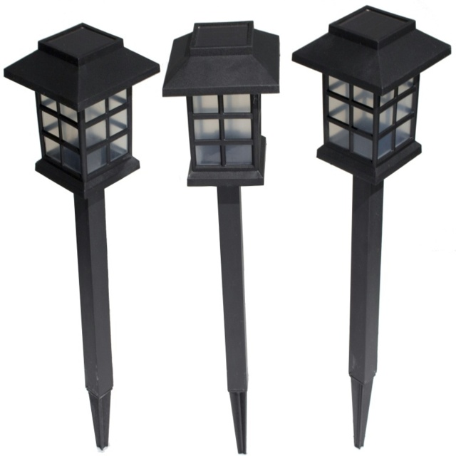 Primrose Pack Of 3 Oriental Garden Path Lights With Built-In Solar ...