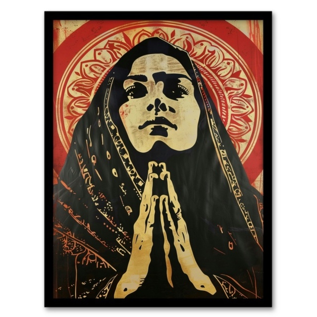 Woman Prayer Religious Muslim Islam Peace Black Framed Wall Art Print ...