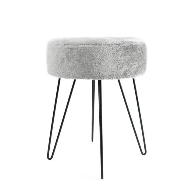 OHS Teddy Fleece Hairpin Foot Rest Dressing Table Vanity Stool Seat ...