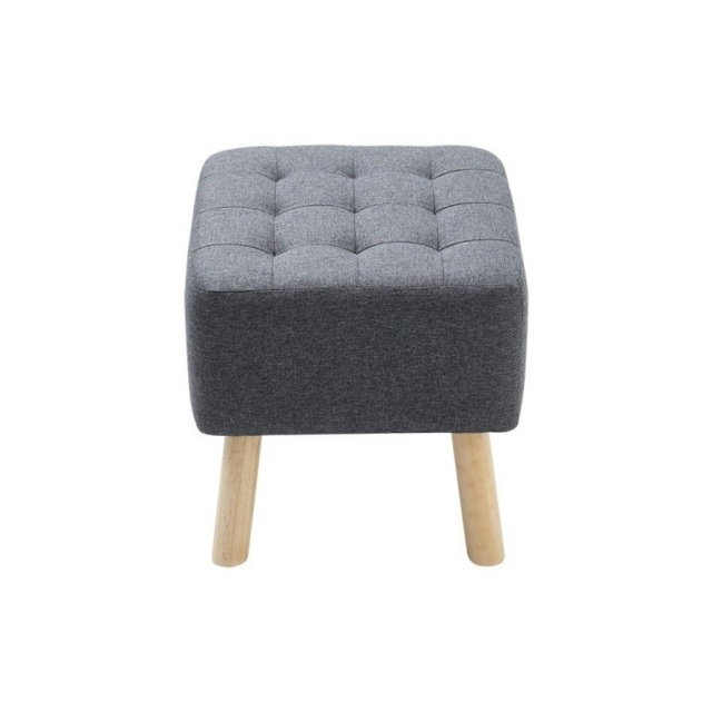 Living And Home Linen Fabric Padded Wooden Leg Footstool - Dark Grey by ...
