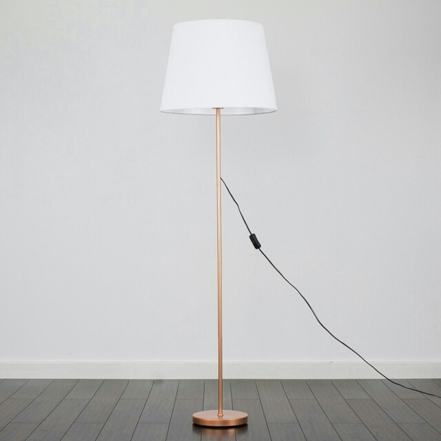 Valuelights charlie copper floor lamp xl white taper shade & bulb ...