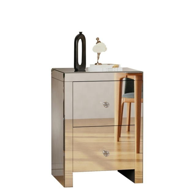 Large 2 Drawer Mirrored Bedside Table With Crystal Handles by Tesco ...