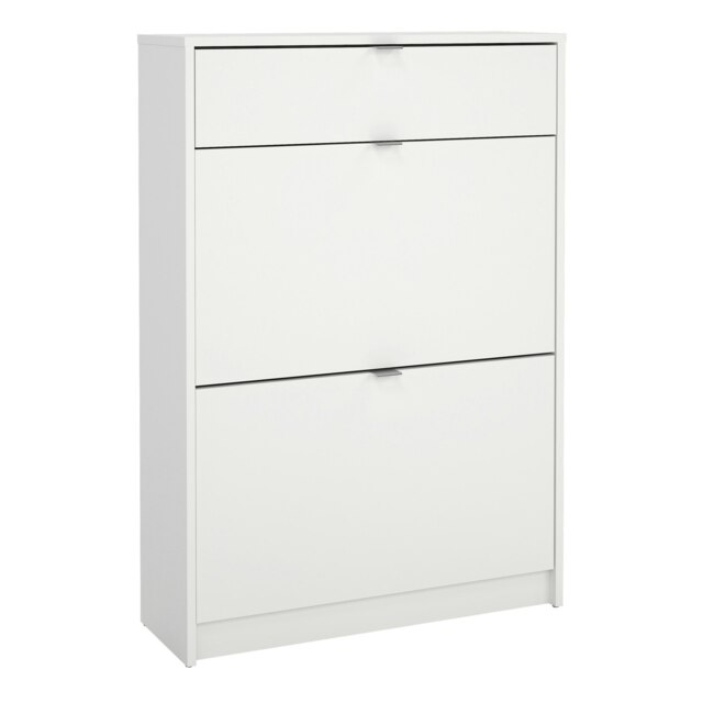 Shoes Shoe Cabinet 2 Flip Down Doors + 1 Drawer in White by Tesco ...