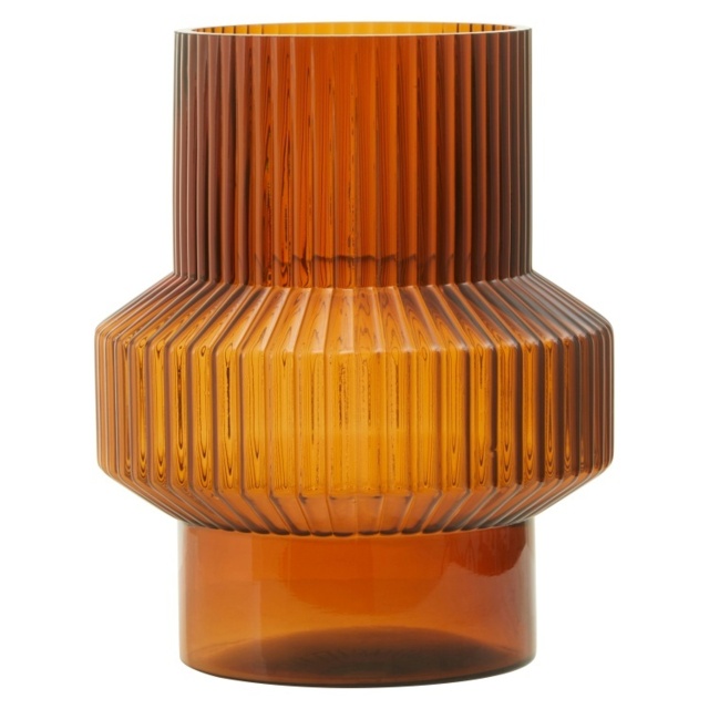 Interiors By Premier Small Ribbed Brown Glass Vase, Brown Flower Vase ...