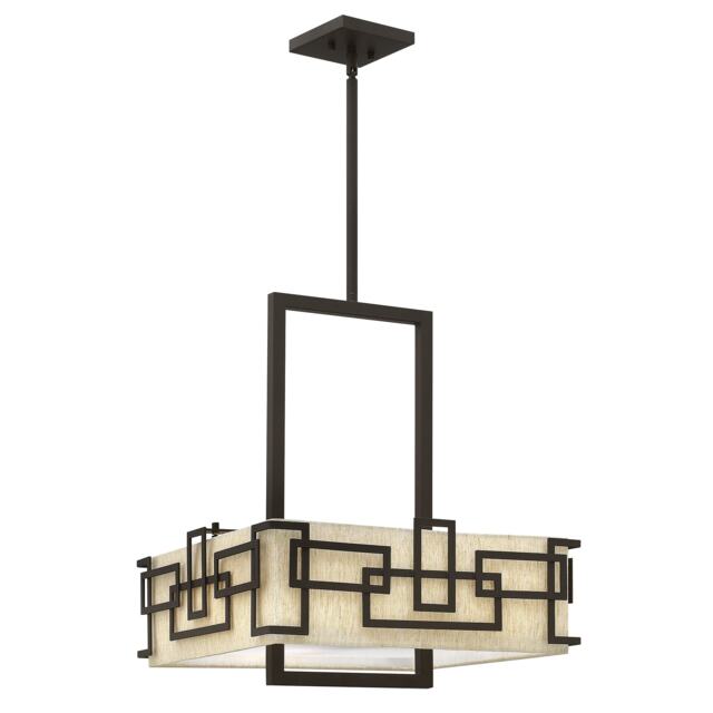 Hinkley Lanza Pendant Light Patterned Shade 3x E27 Oil Rubbed Bronze by ...