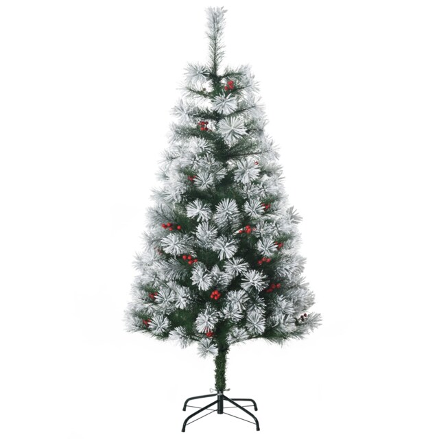 HOMCOM Indoor Christmas Tree Artificial Berry mas Decoration with Metal ...