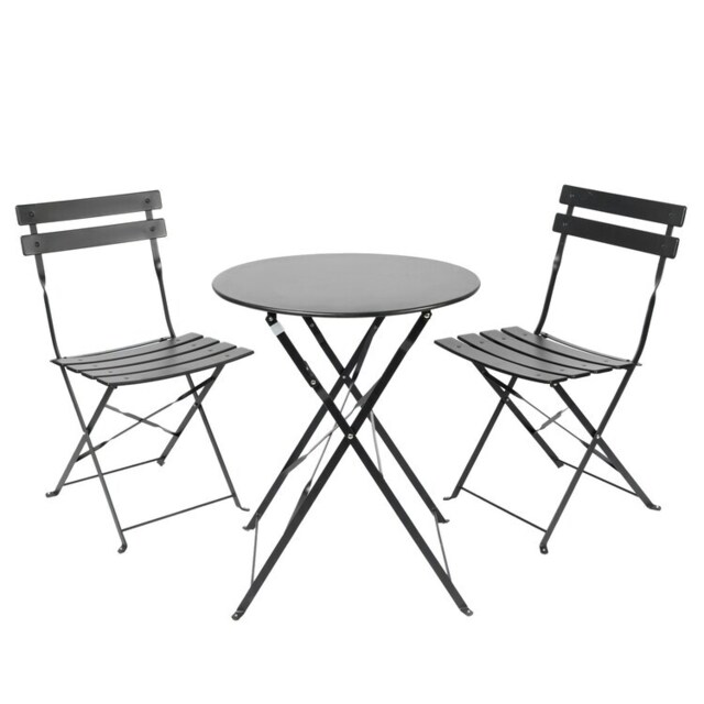 Ohs 3Pc Metal Patio Bistro Set Outdoor Garden Table Chair - Black by ...