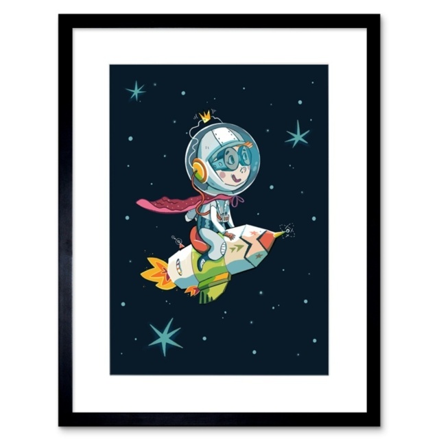 "Space Super Astronaut Rocket Ship Cartoon Kids Bedroom 9X7"" Black ...