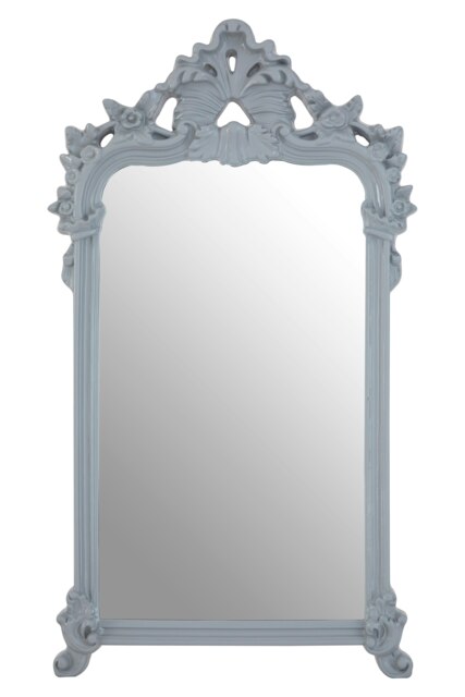 Grey Wall Mirror With Decorative Crest,Rectangular Wall Mirror With ...