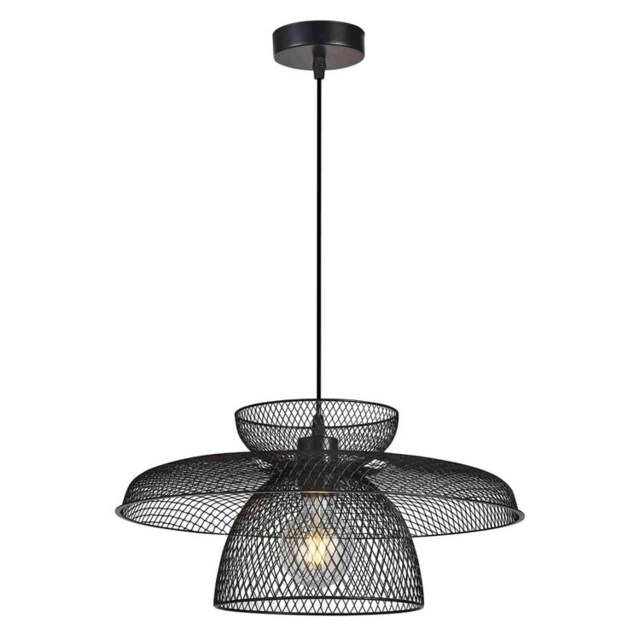 First Choice Lighting Cassidy Three Tier Black Mesh Ceiling Pendant ...