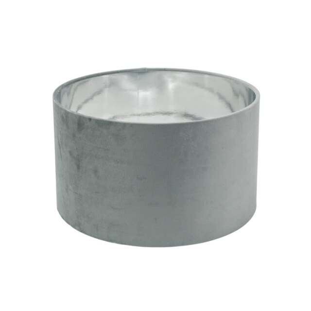 ValueLights Reni Medium Grey Velvet Chrome Inner Lamp Shade & Bulb Grey ...