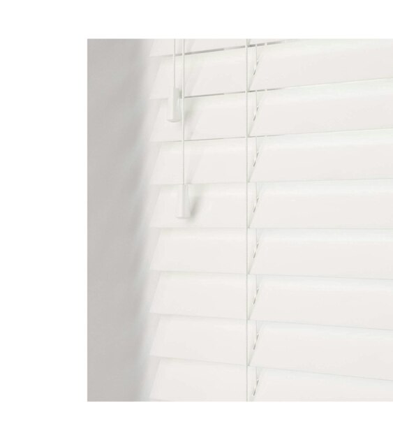 195cm Ultra White Gloss Wooden Venetian Blinds With Strings (130cm drop ...
