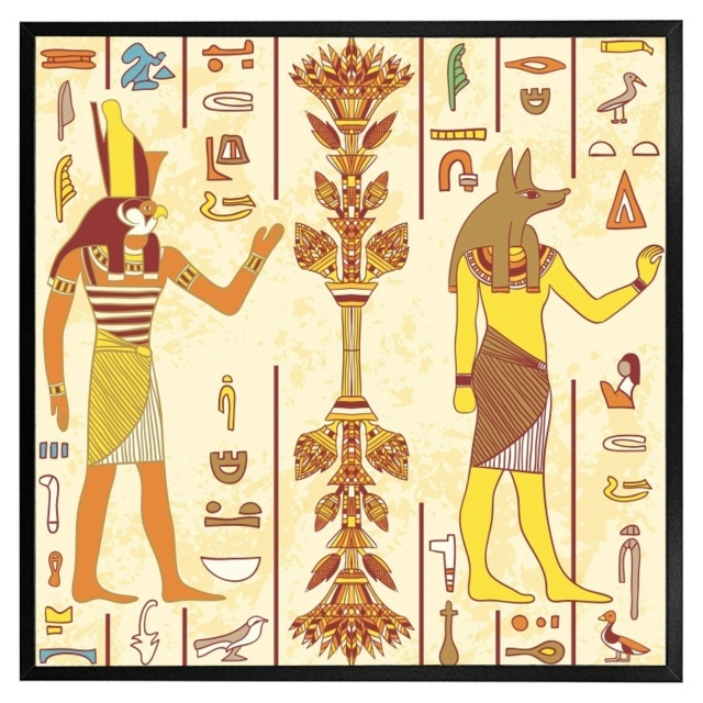 Egyptian Gods & Ancient Egyptian Hieroglyphs (Picture Frame) Black - S ...