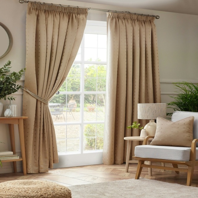 Adison Lined Pencil Pleat Taped Curtains - 168Cm X 183Cm - Latte by ...
