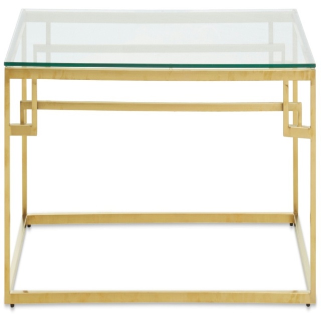 Interiors By Premier Gold Brushed Coffee Table, Modern Tempered Glass ...