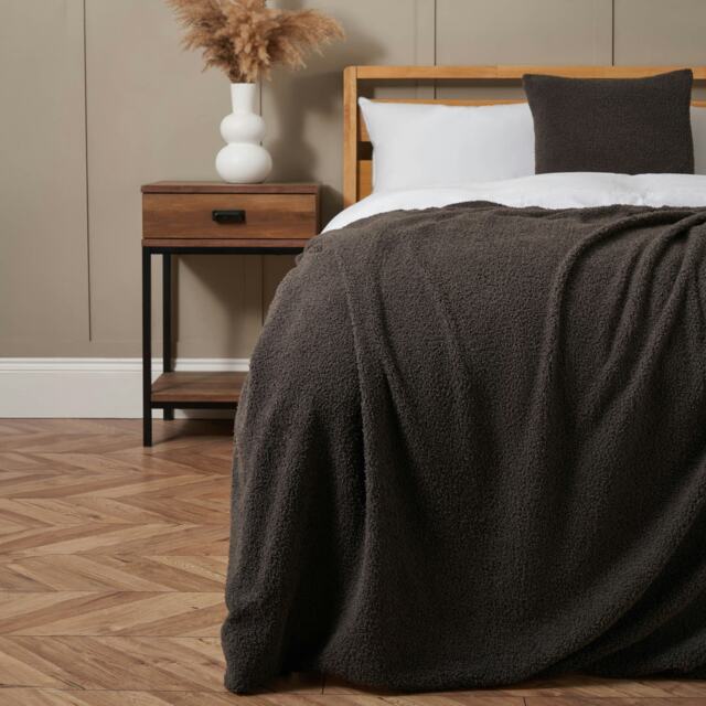 BHS Really Soft Teddy Bear Fleece Throw, Grey Multi 1 by Tesco ...