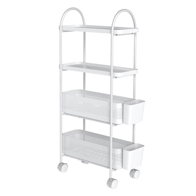 Levede 4 tier kitchen trolley cart narrow on wheels pull out bakset ...