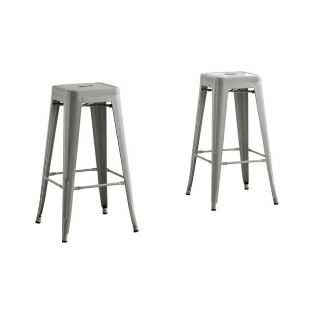 Furniturebox 2X Colton 'tolix' Style Grey Metal Bar Stools by Tesco ...