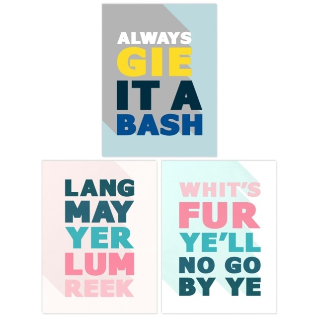 Set Of 3 Pastel Scottish Sayings Good Wish Motivational Inspirational ...