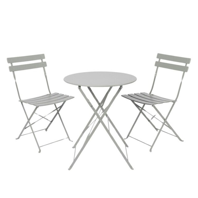 Ohs 3Pc Metal Patio Bistro Set Outdoor Garden Table Chair - Charcoal by ...
