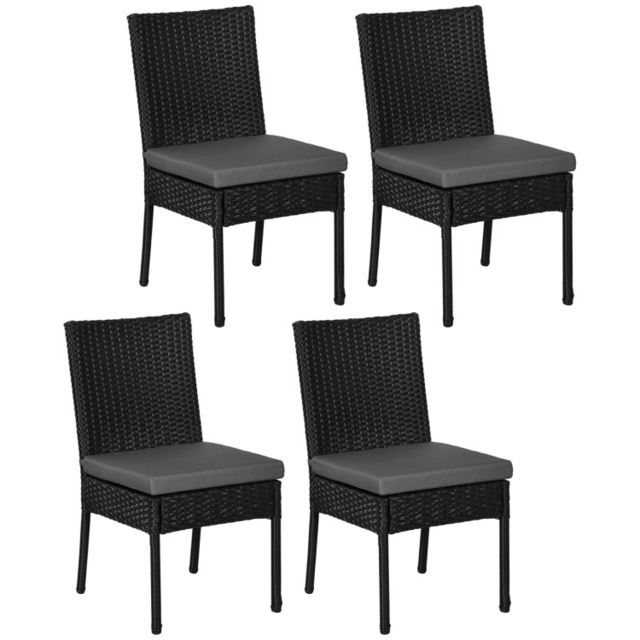 Outsunny 4 Pcs Rattan Garden Chairs With Cushion, Wicker Dining Chairs ...