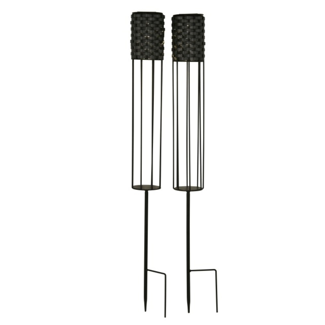 Rattan Solar Stake Light - Set Of 2 by Tesco - Marketplace | ufurnish.com