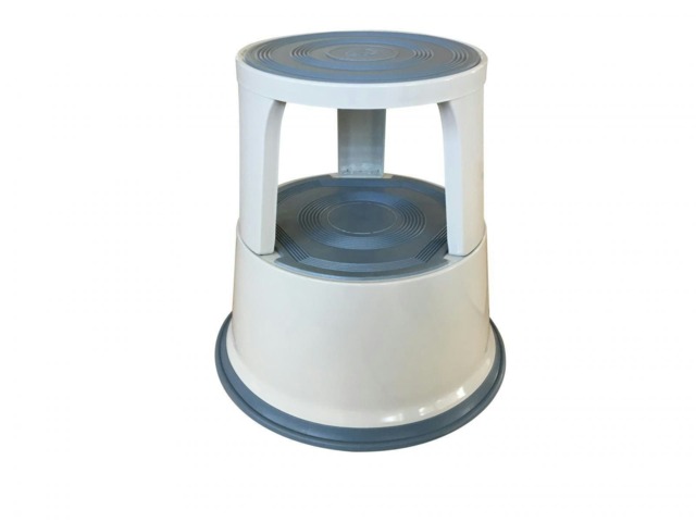 Janrax Light Grey Metal Premium Rolling Kick Step Stool by Tesco ...