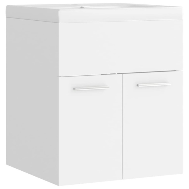Sink Cabinet With Built-In Basin White Engineered Wood by Tesco ...