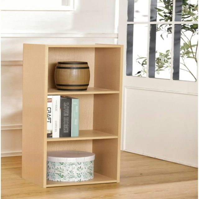 3 Cube Bookshelf Beech Wooden Storage Organizer Wooden Shelving Unit ...