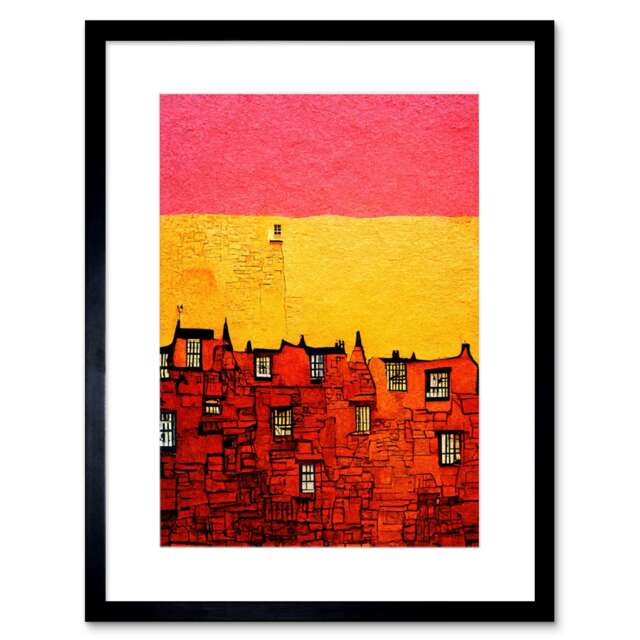 "Abstract Historic Building Architecture Sandstone 9x7"" Black Framed ...
