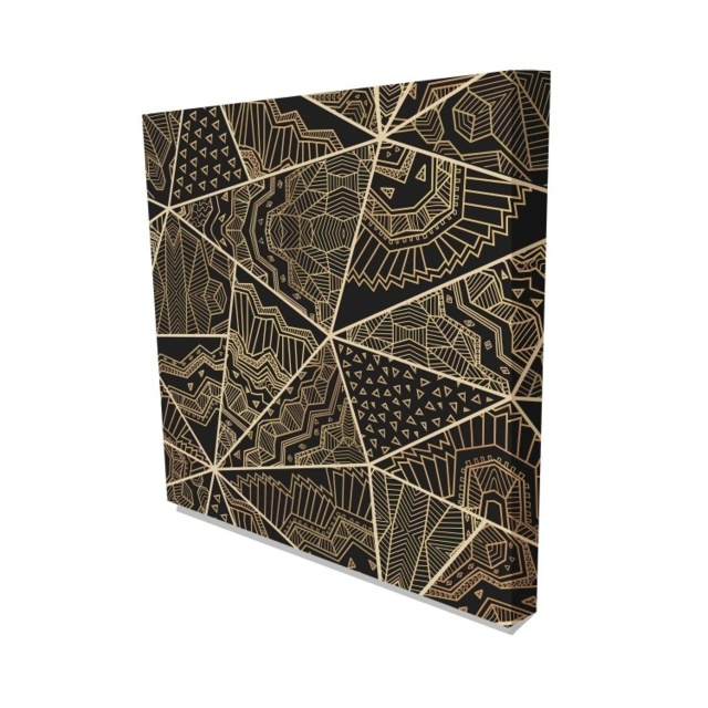 Triangular Patchwork Pattern From Black And Golden Geometric (Canvas ...