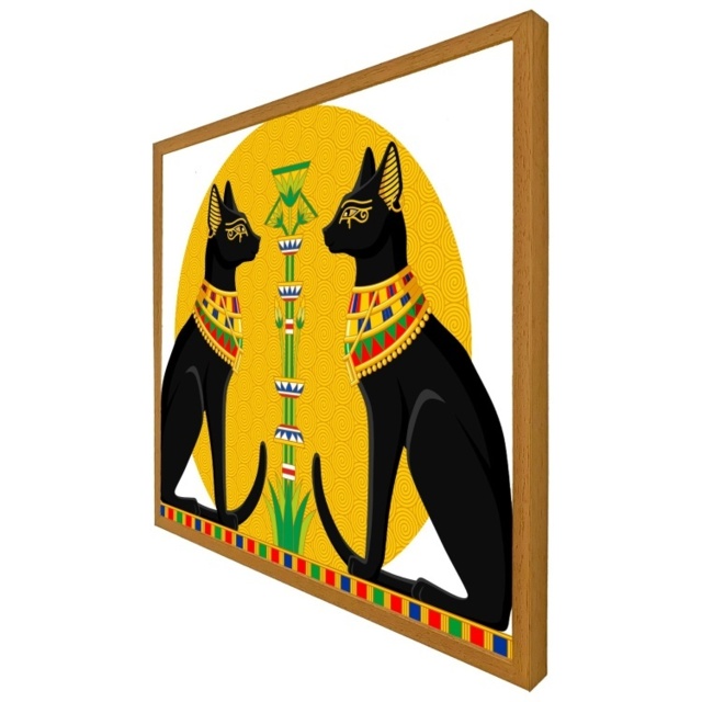 Illustration Of Black Egyptian Cats With Papyrus (Picutre Frame) Brown ...