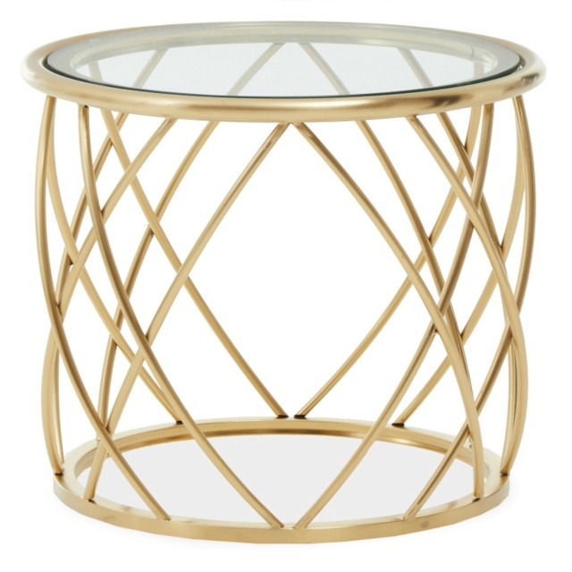 Interiors By Premier Stylish Gold Side Table With Clear Glass ...