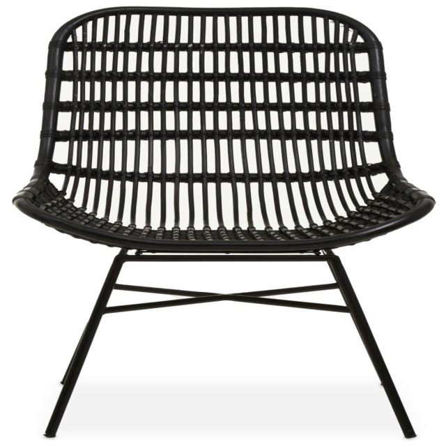 Interiors By Premier Curved Black Natural Rattan Chair, Rustless Rattan ...