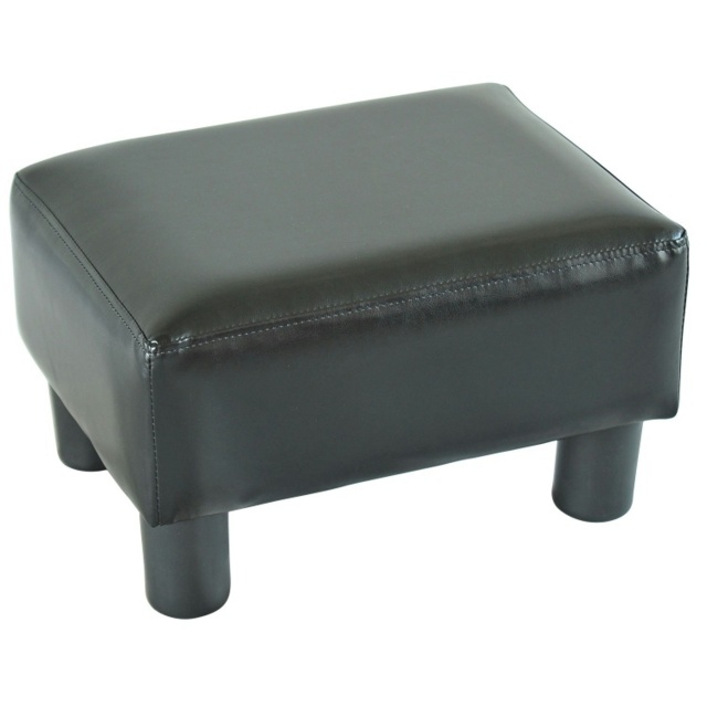 Homcom Ottoman Footrest Seat Chair Small Pu Leather Black Home Office ...
