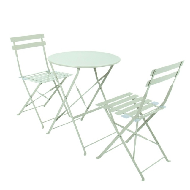 Charles Bentley 3 Piece Metal Bistro Set Garden Patio Table & 2 Chairs ...
