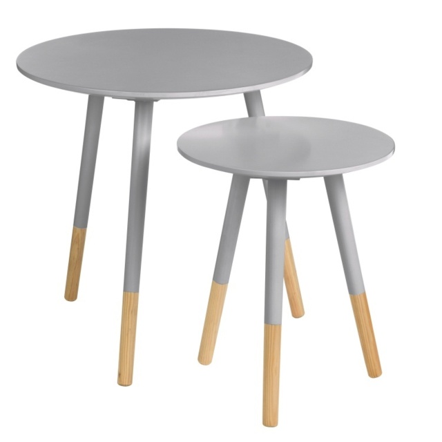 Interiors By Premier Durable And Sturdy Design Set Of Two Grey Round ...