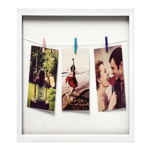 Maren Washing Line White Plastic 3 Peg Photo Frame White - One Size by ...