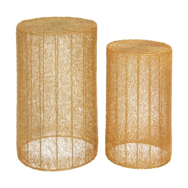 Interiors By Premier Set Of 2 Gold Finish Iron Tables, Tubular Frame ...