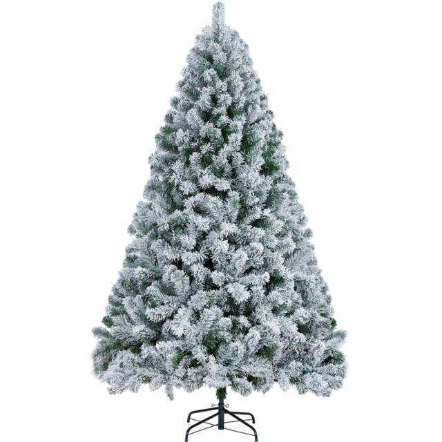 Yaheetech flocked artificial christmas tree with foldable stand by ...