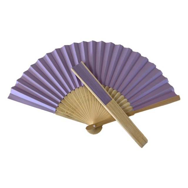 Lavender Paper Foldable Hand Held Bamboo Wooden Fan by Tesco ...