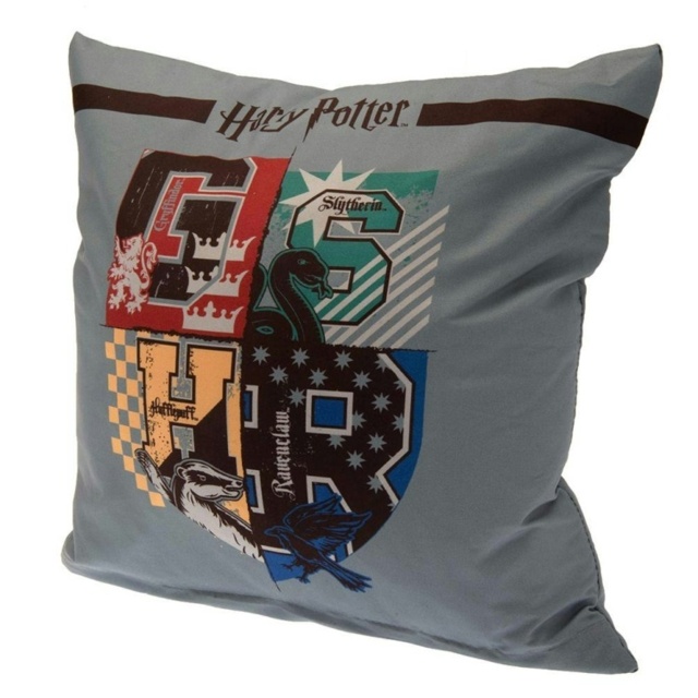 Harry Potter House Mascots Crest Filled Cushion - Grey/black - One Size ...