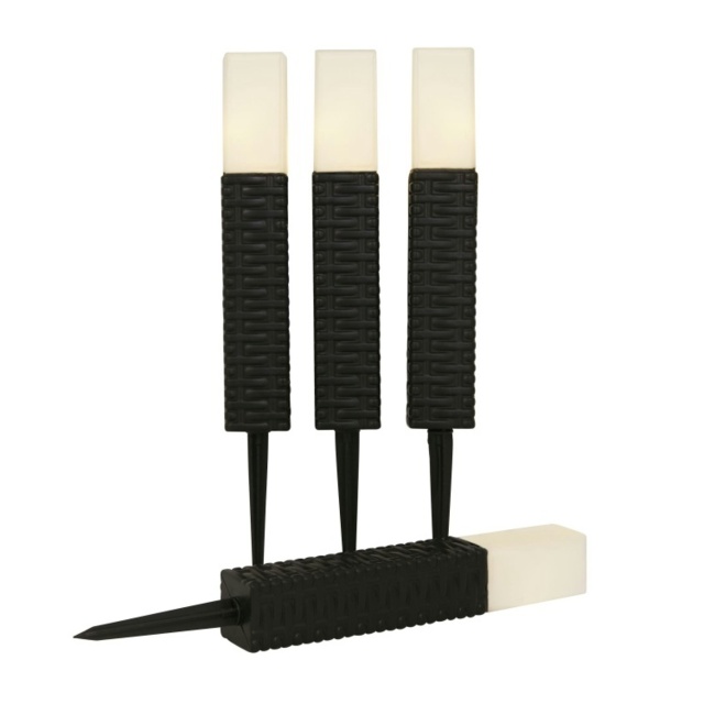 Set Of 4 Rattan Solar Stake Light by Tesco - Marketplace | ufurnish.com