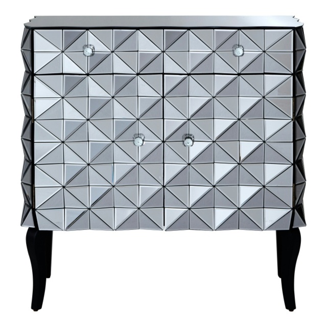 Interiors By Premier Contemporary Silver Finish Cabinet, Geometric ...
