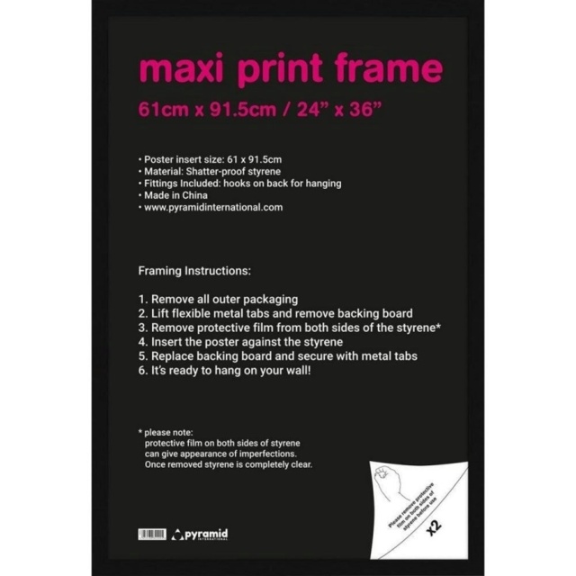Blank 61X91.5Cm Maxi Poster Frame (Black) - Multi - One Size by Tesco ...