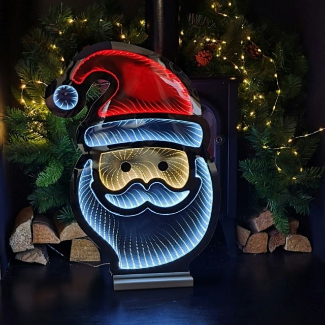 60Cm Led Infinity Light Standing Santa Decoration With Wooden Base by ...