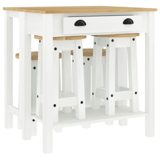 5 Piece Bar Set White Solid Wood Pine by Tesco - Marketplace | uFurnish.com