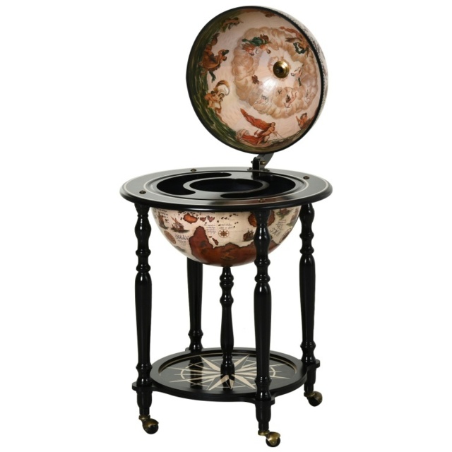 Homcom Globe Retro Style Mini Bar Drink Cabinet Movable Wine Trolley by ...