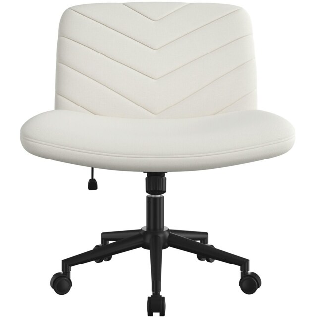Yaheetech fabric armless desk chair with rolling wheels multi beige by ...